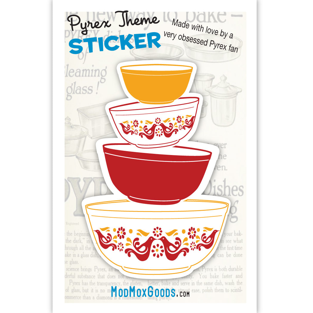 5 STICKERS-Pyrex stack theme set 5 STICKERs 3 Inch Sticker hi quality ...