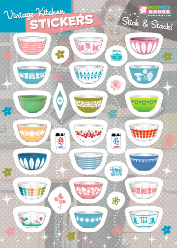 Vintage Kitchen 5 x 7 Sticker Sheet - 30 mini stickers – Mod Mox Goods